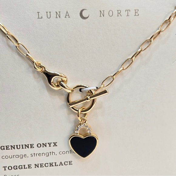 Luna Norte | Jewelry | Nwt Luna Norte Black Onyx Gemstone Heart Pendant ...